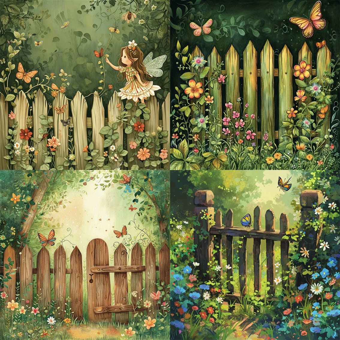 24 Enchanted Garden Fence With Fairies, Whimsical Fairy Child ...
