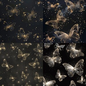 24 Gold Butterfly Clipart, Sparkle Butterflies PNG, Celestial Insect ...