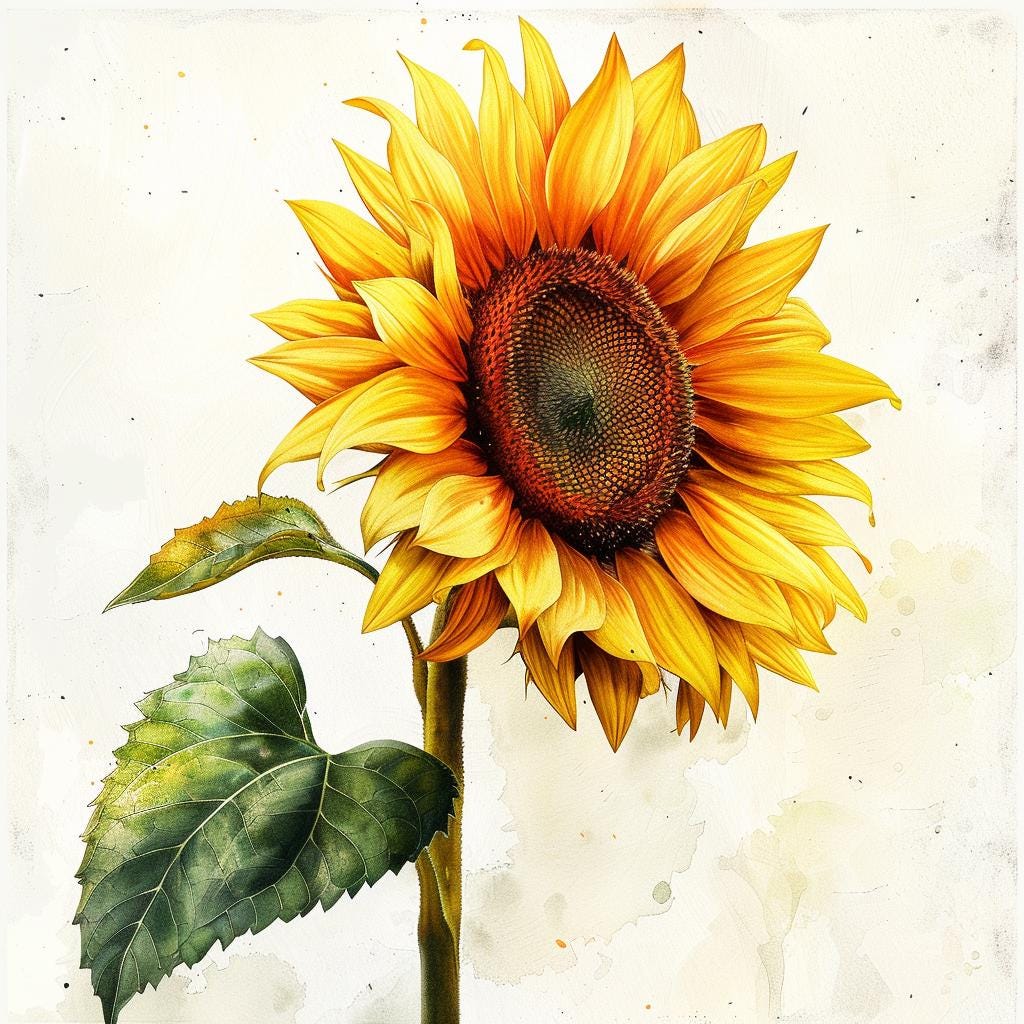 28 Sunflower Clipart, Watercolor Flower Art, Summer Floral Illustration ...