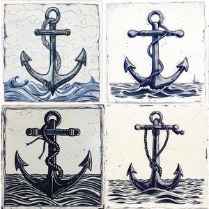 24 Nautical Anchor Clipart, Watercolor Anchor Illustration, Ocean Sea ...
