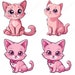 21 Cute Cartoon Pink Kitten Sticker, Adorable Cat Clipart, Perfect for ...
