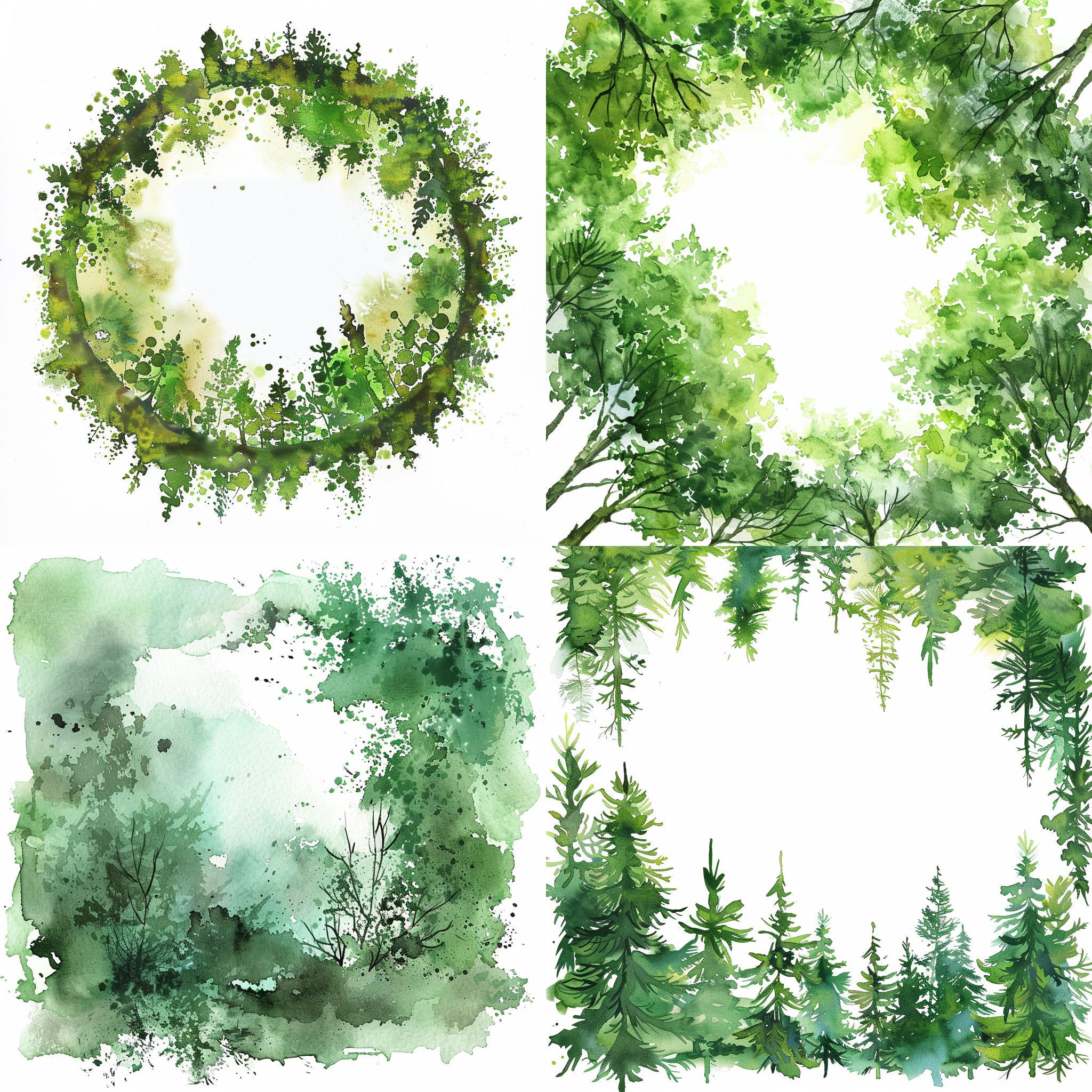 24 Watercolor Nature Clipart, Green Forest Trees Clip Art, Hand Painted ...