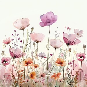 Watercolor Wildflower Clipart Set, Floral Illustration (digital ...