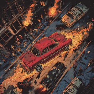 24 Vintage Comic Style Car Chase Clipart, Retro Car Chase Illustration ...