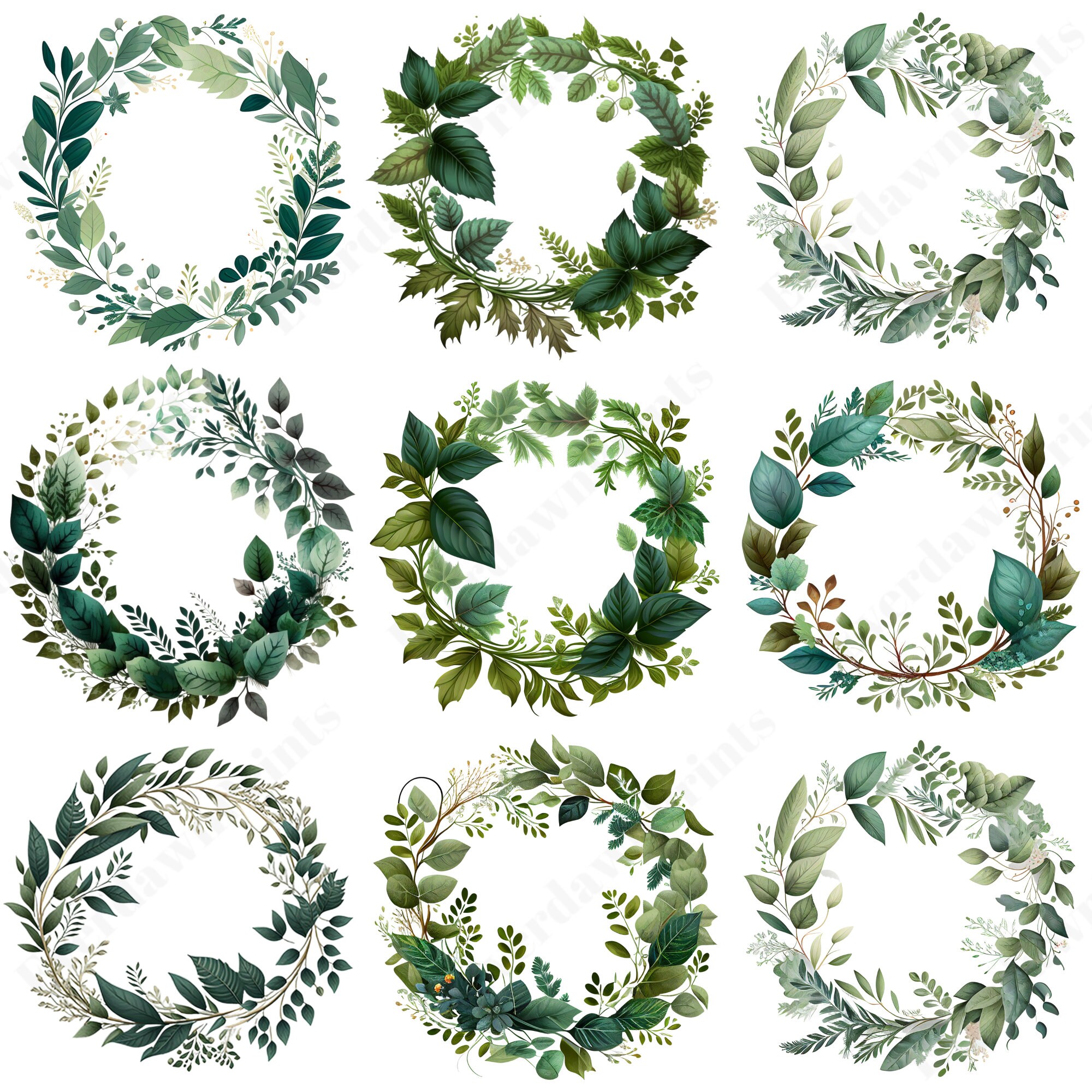 143 Watercolor Greenery Borders Greenery Floral Clipart High - Etsy