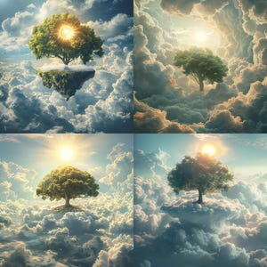 24 Tree on Cloud Clipart, Surreal Nature Art, Tree in the Sky ...