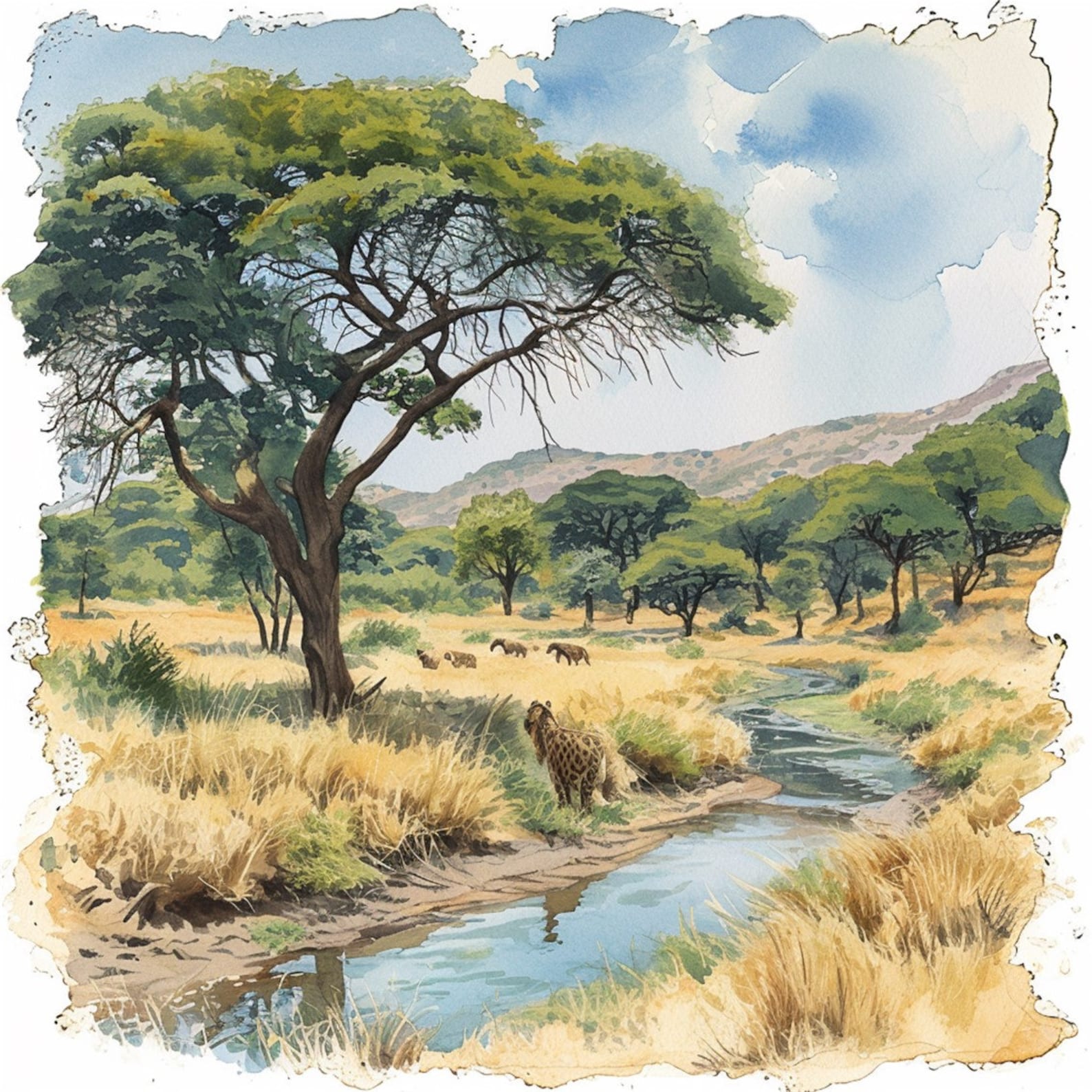 28 African Savanah Watercolor Clipart, Digital Download, Nature Wall ...