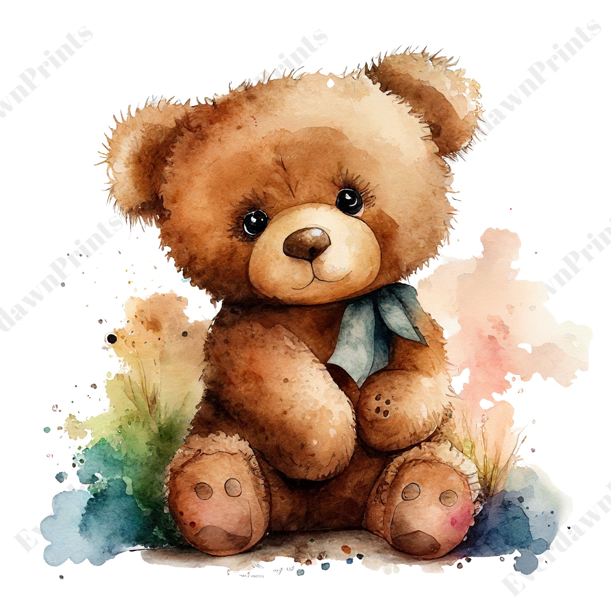 Watercolor Teddy Bear Clipart, Transparent PNG (digital Download) - Etsy