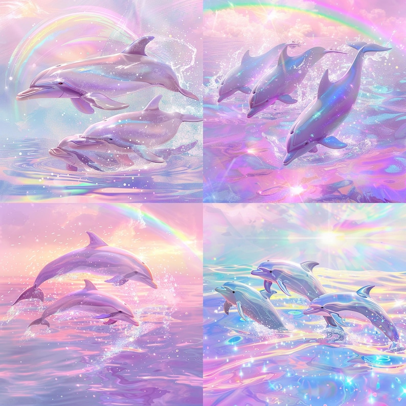 24 Sparkly Dolphin Clipart, Pastel Ocean Animals, Cute Sea Creature ...