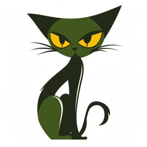 24 Cute Green Cat Clipart, Whimsical Animal Clip Art, Green Kitty ...