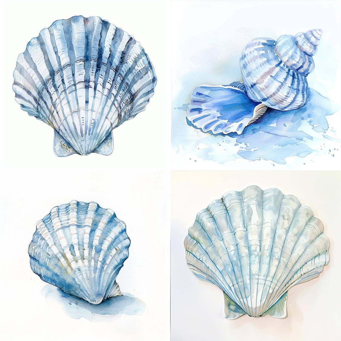 28 Large Blue Seashell Clipart, Ocean Marine Life Transparent Image ...