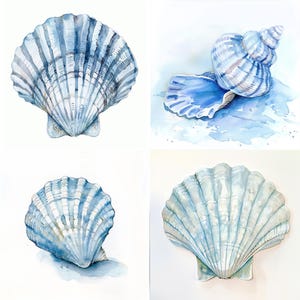 28 Large Blue Seashell Clipart, Ocean Marine Life Transparent Image ...