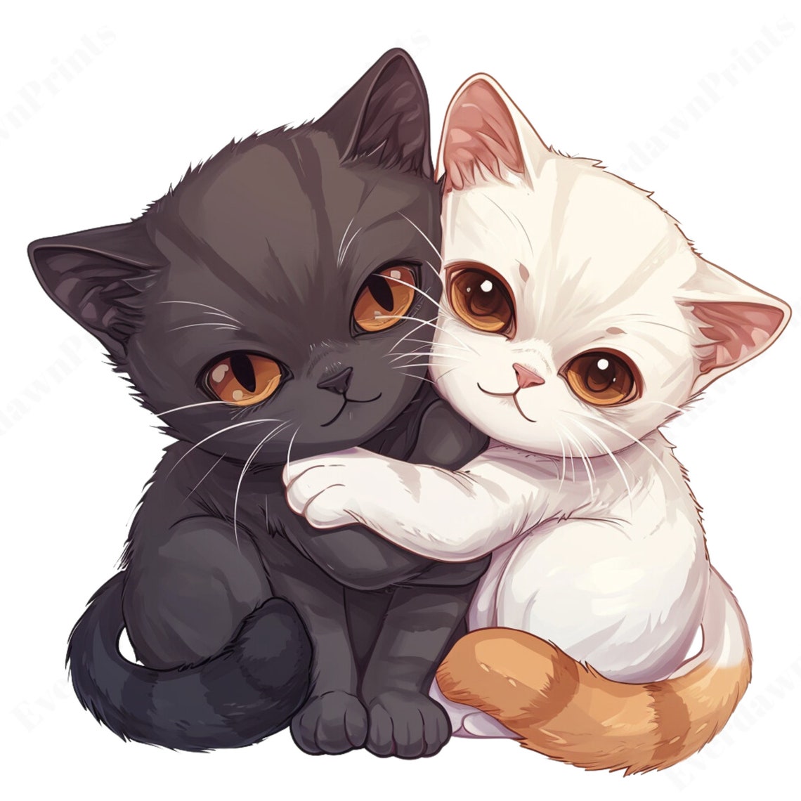 20 Two Cute Chibi Kitten Clipart, Transparent PNG Baby Shower Nursery ...