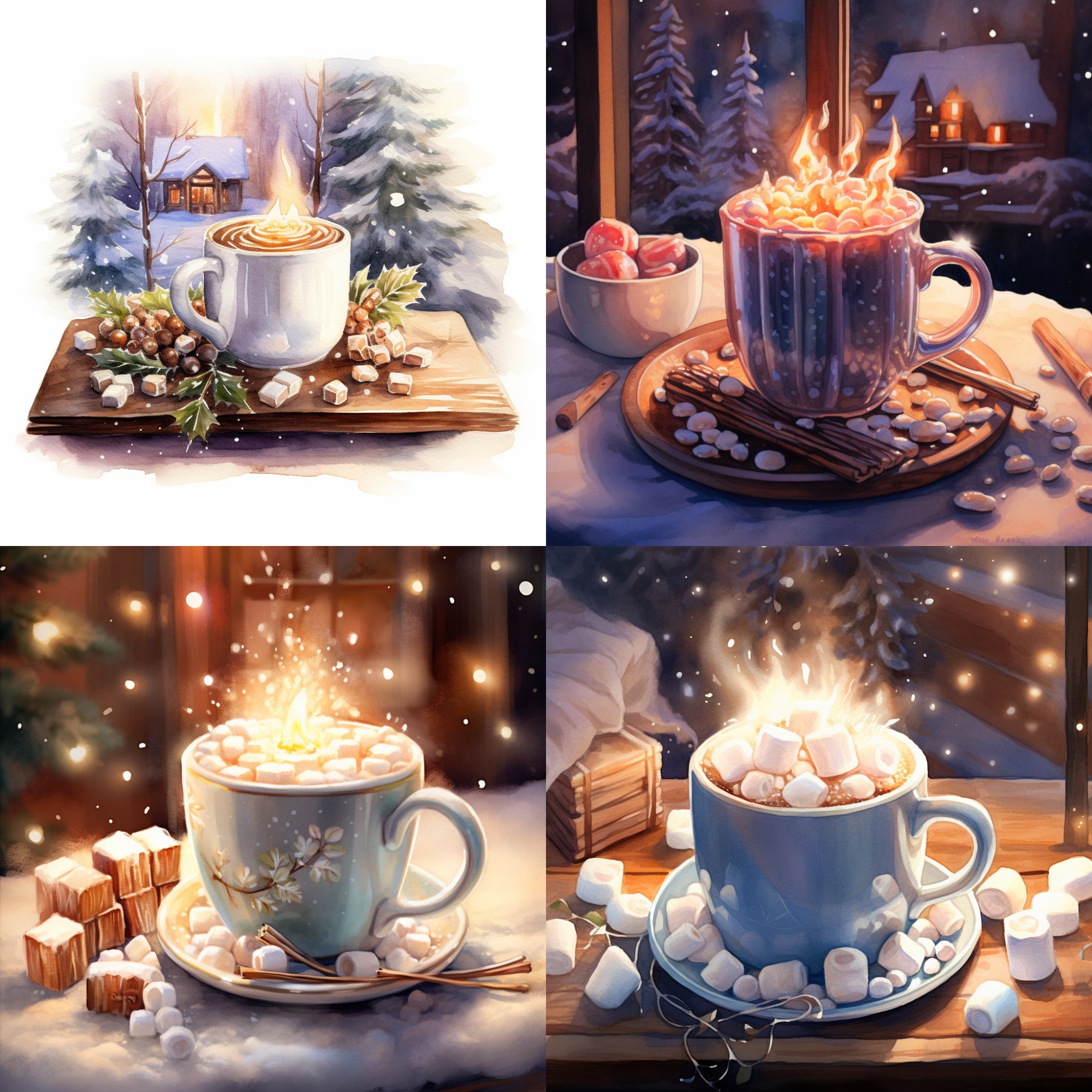 30 Watercolor Hot Cocoa Clipart, High Quality PNG, 300 Dpi, Cozy ...
