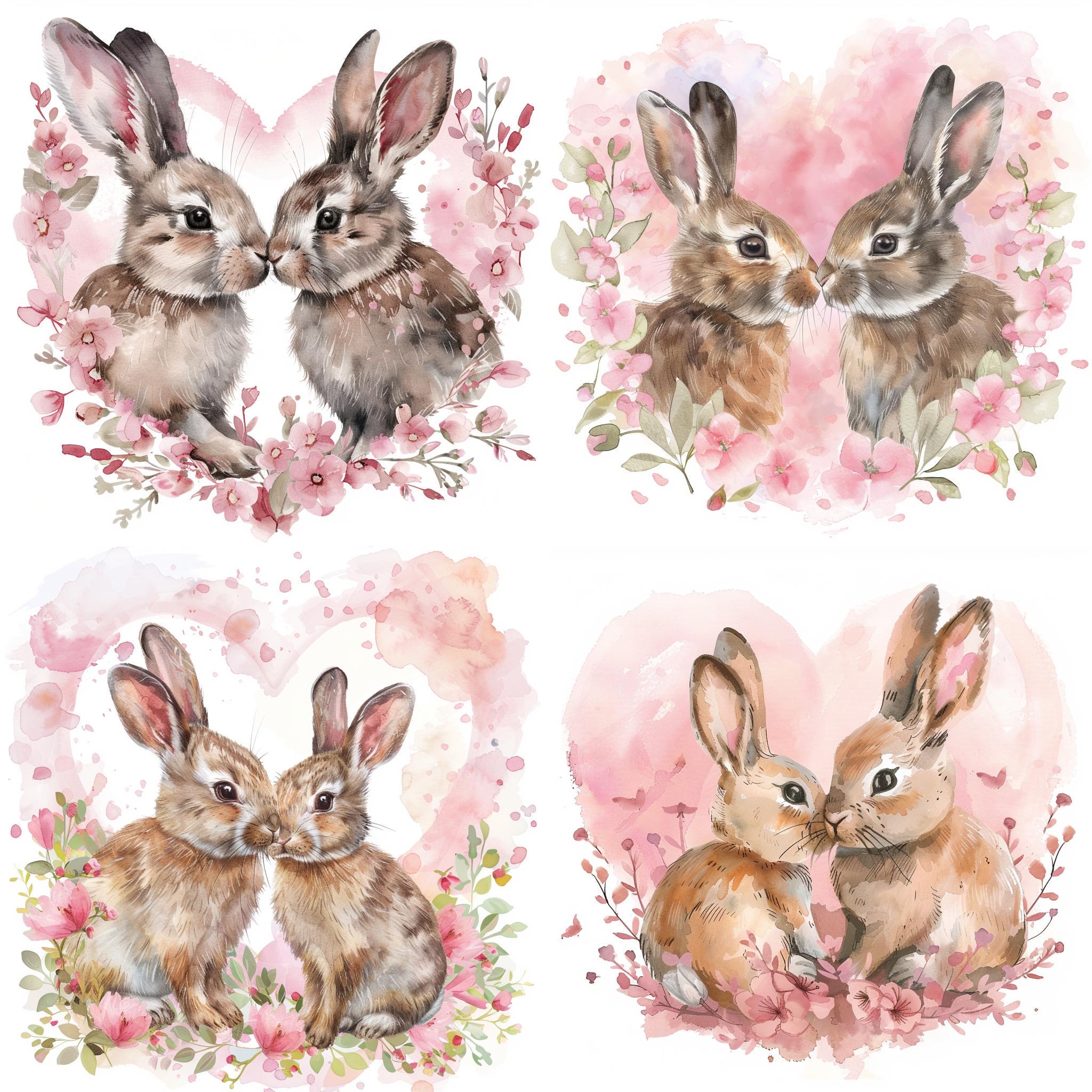 24 Cute Bunny Couple Clipart, Romantic Rabbit Illustration, Wedding ...
