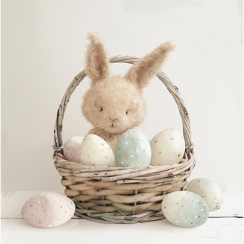24 Cute Easter Bunny Clipart, Watercolor Rabbit With Eggs Art, Spring ...