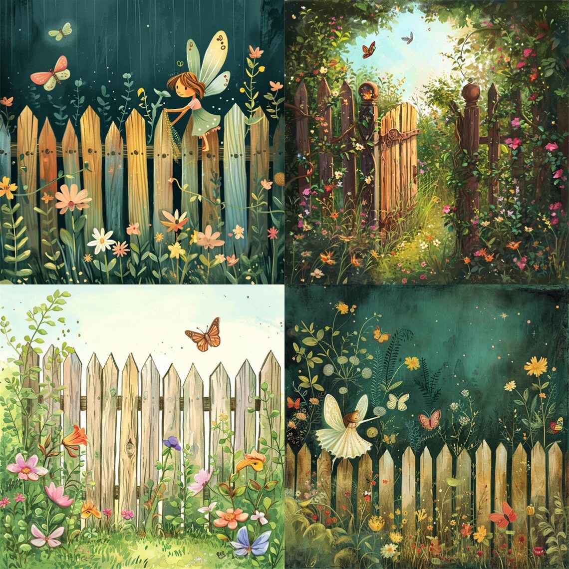 24 Enchanted Garden Fence With Fairies, Whimsical Fairy Child ...
