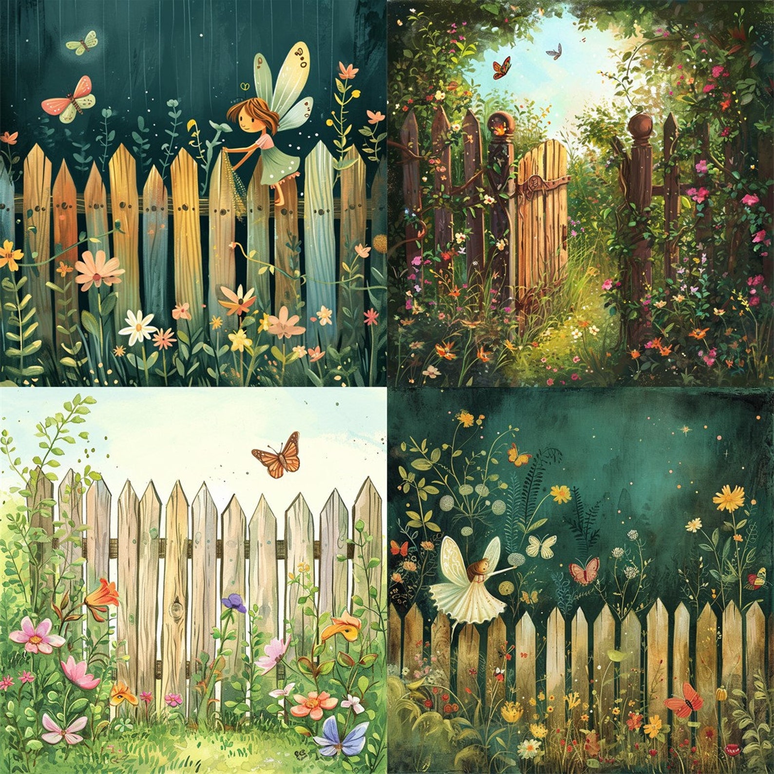 24 Enchanted Garden Fence With Fairies, Whimsical Fairy Child ...