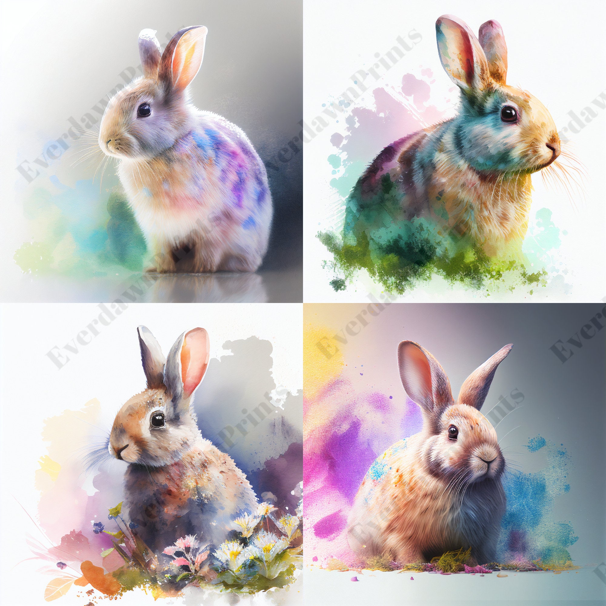 31 Easter Bunny Clipart, High Quality Watercolor Pngs, Nursery Art ...