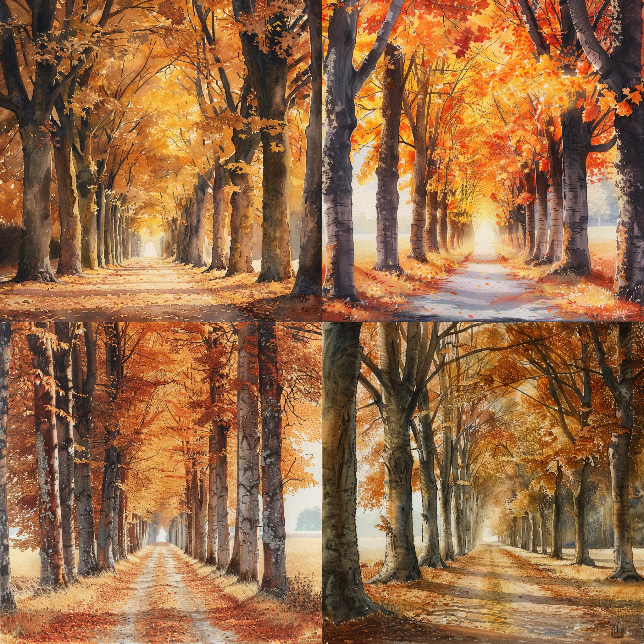 24 Autumn Path Clipart, Watercolor Fall Trees Image, Cozy Season ...