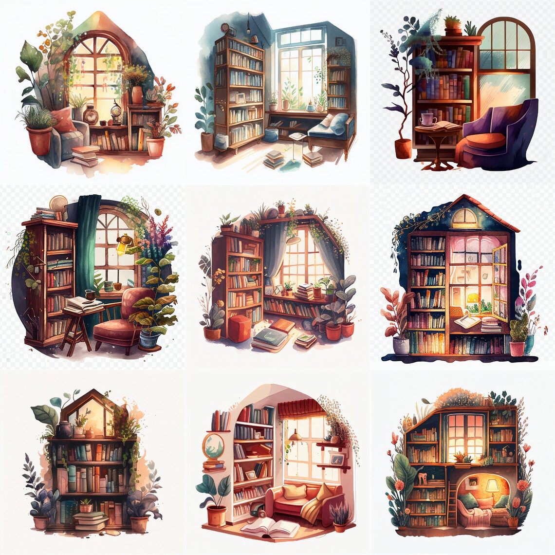 58 Cozy Home Library Clipart Bundle High Quality Pngs - Etsy