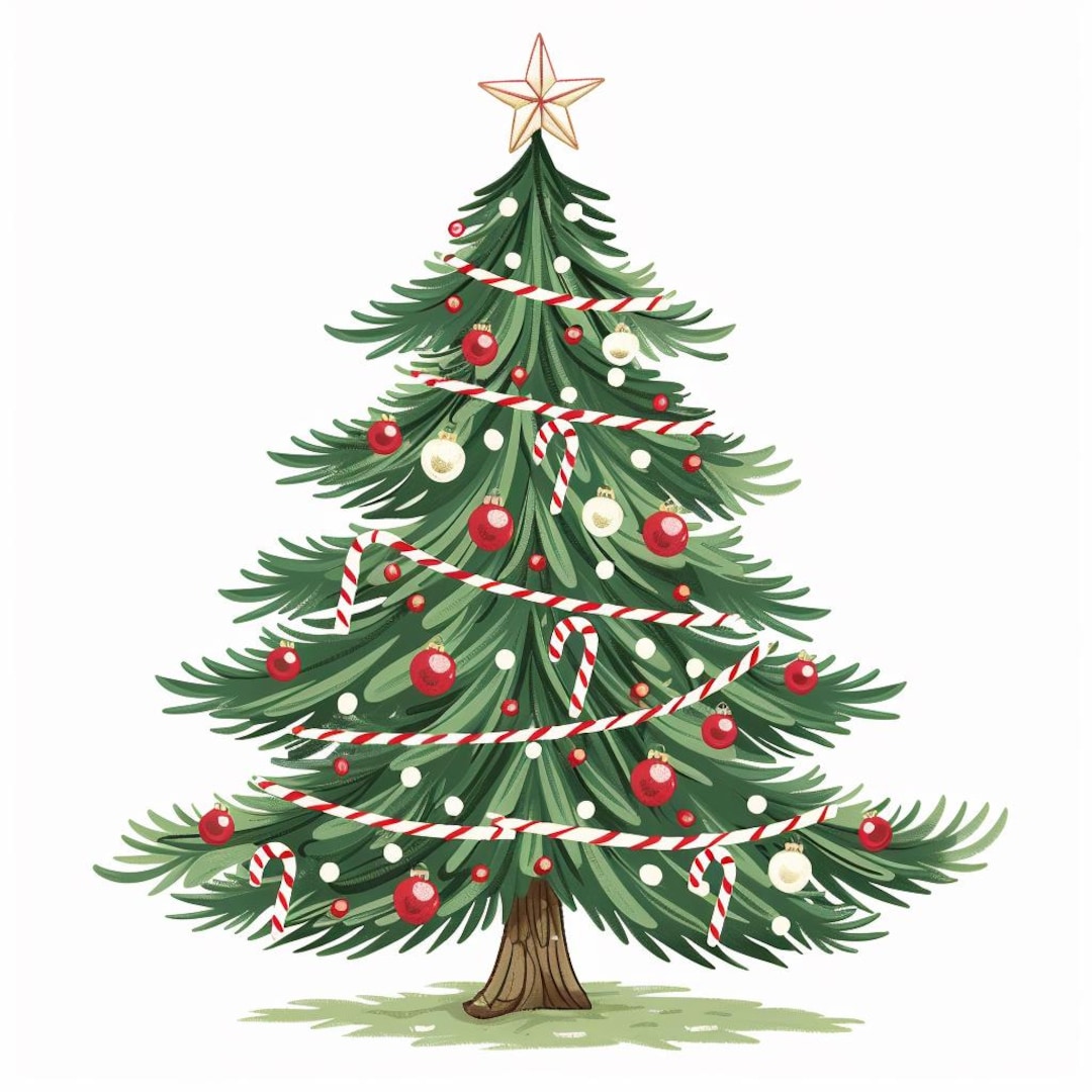 24 Christmas Tree Clipart, Holiday Clipart, Festive Tree Digital ...