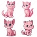 21 Cute Cartoon Pink Kitten Sticker, Adorable Cat Clipart, Perfect for ...