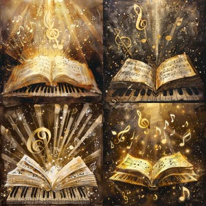 24 Vintage Musical Notes Clipart, Piano Sheet Music Illustration ...