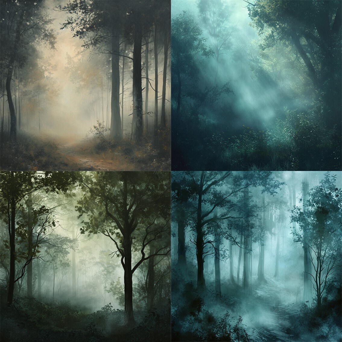 24 Misty Forest Watercolor Clipart, Watercolor Backgrounds, Forest ...