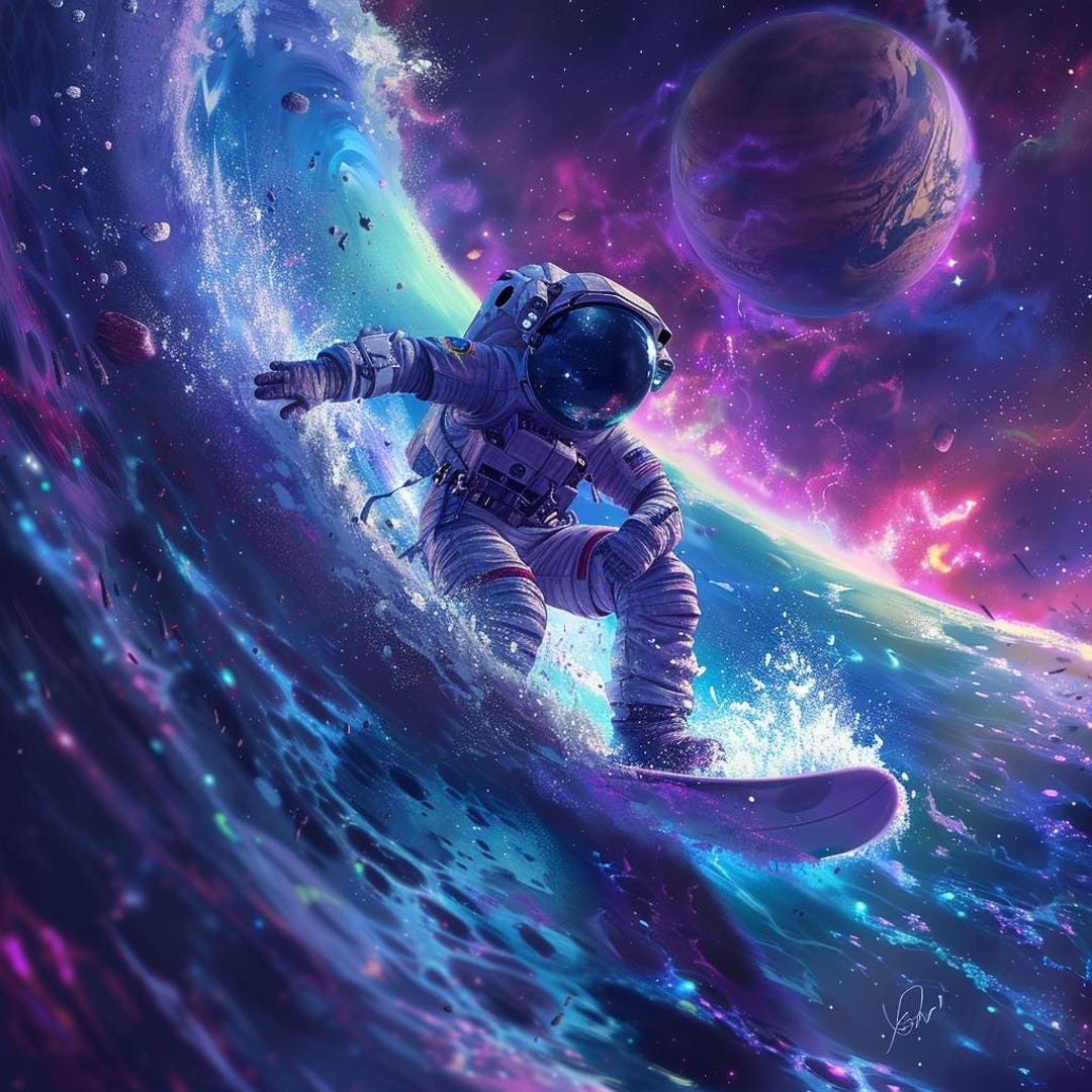 24 Space Surfer Clipart, Astronaut Surfing Clipart, Cosmic Digital Art ...