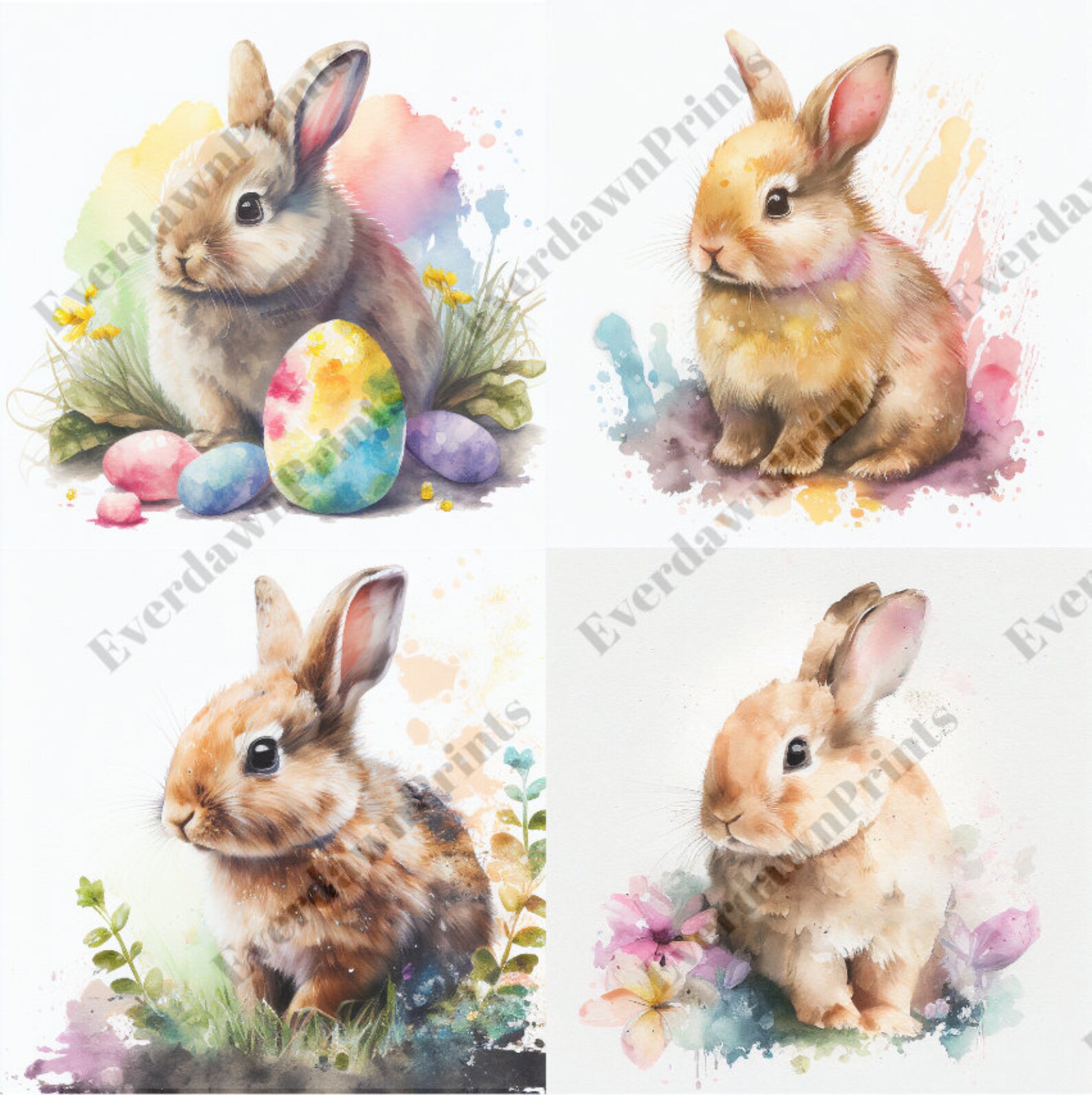 29 Floral Bunnies Clipart High Quality Pngs Nursery Art - Etsy