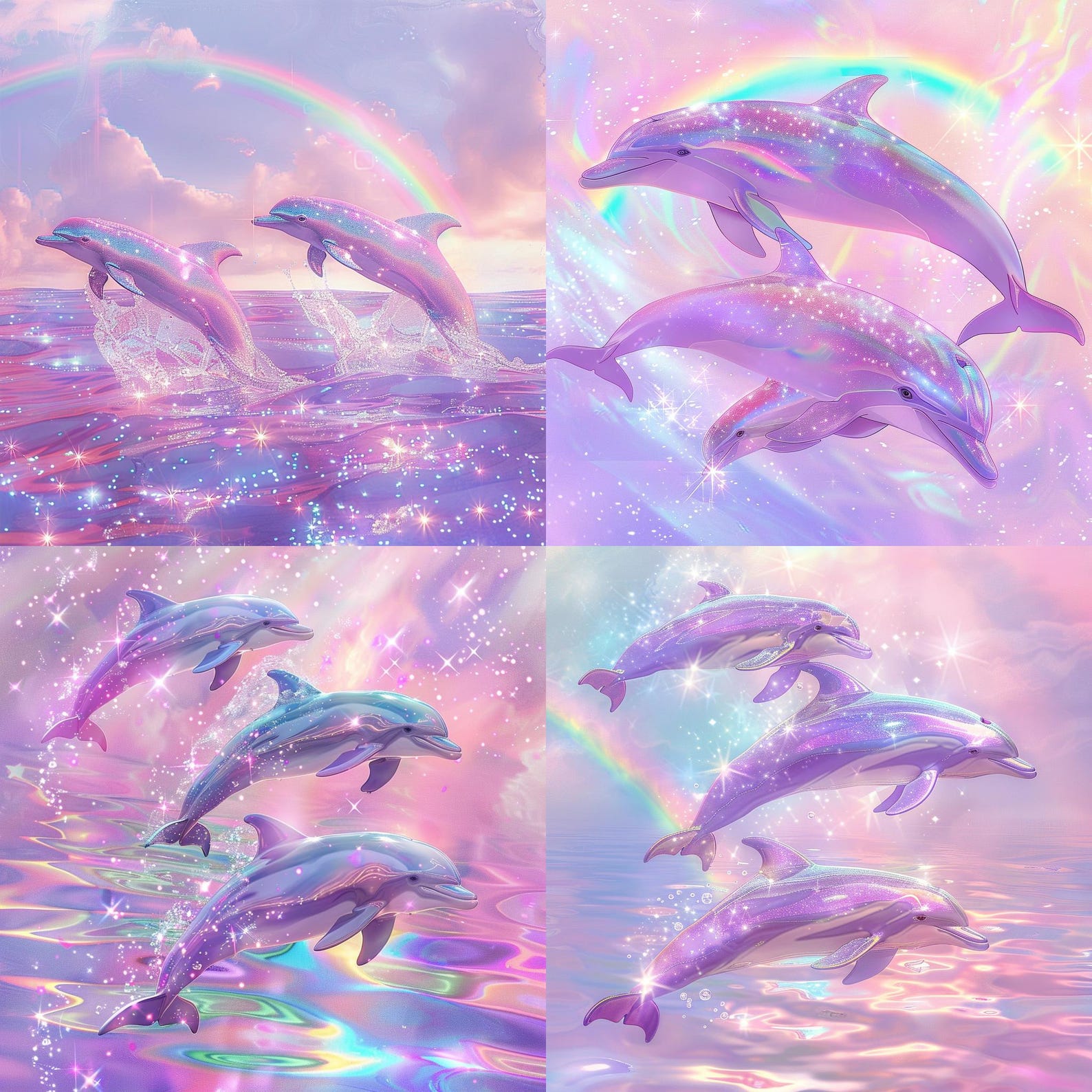 24 Sparkly Dolphin Clipart, Pastel Ocean Animals, Cute Sea Creature ...