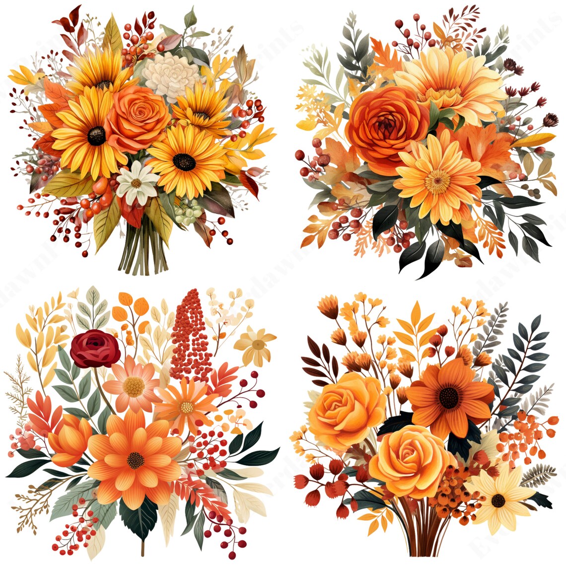 28 Autumn Floral Clipart, Autumn Bouquet, High Quality Transparent ...