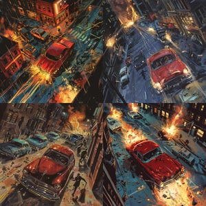 24 Vintage Comic Style Car Chase Clipart, Retro Car Chase Illustration ...