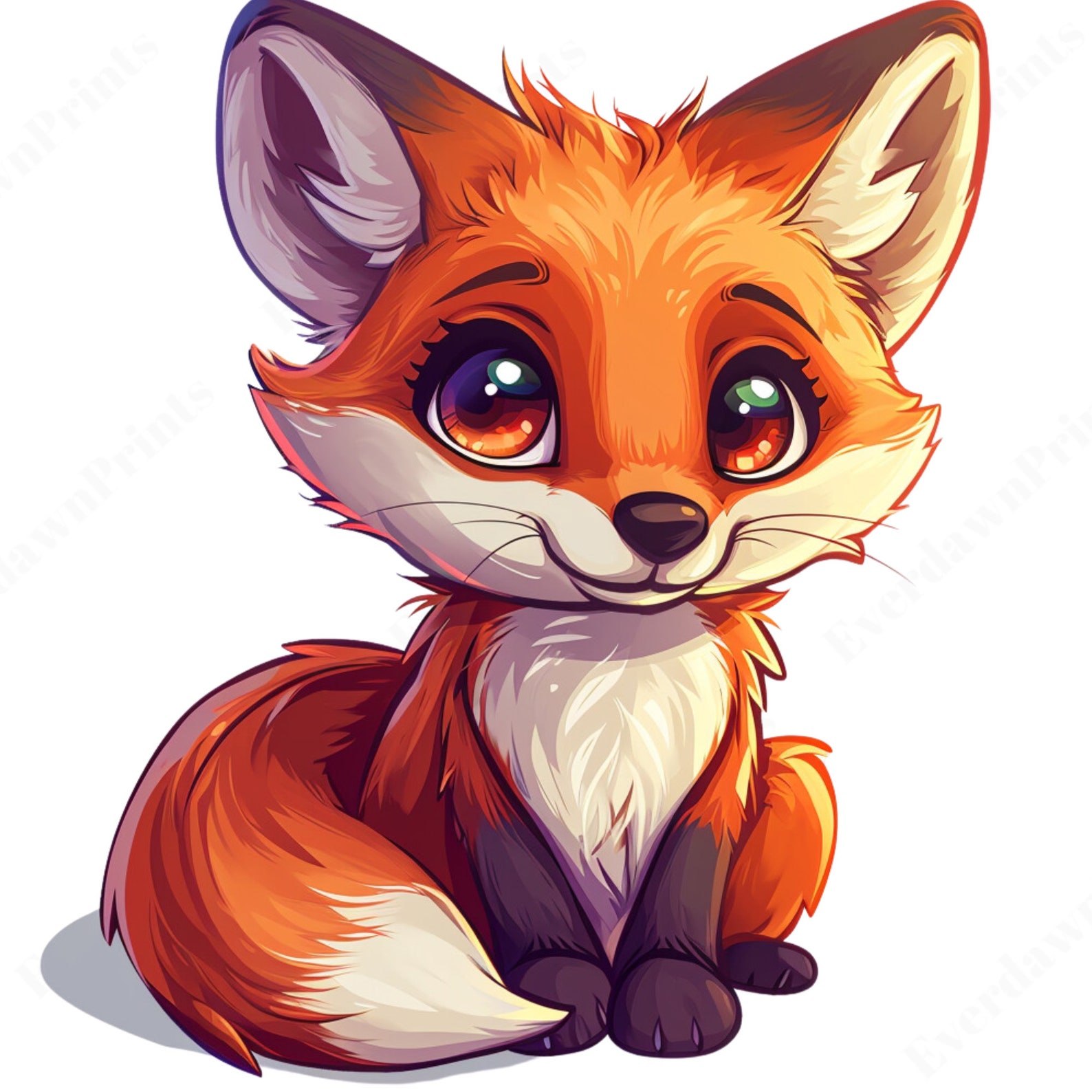 24 Cute Kawaii Red Fox, Transparent PNG, Baby Shower, Baby Girl,instant ...