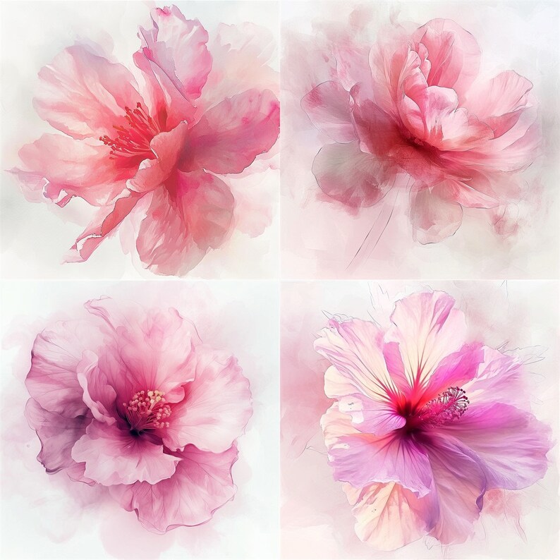 28 Blush Pink Flower Clipart, High Quality PNG, 300 Dpi, Clipart ...