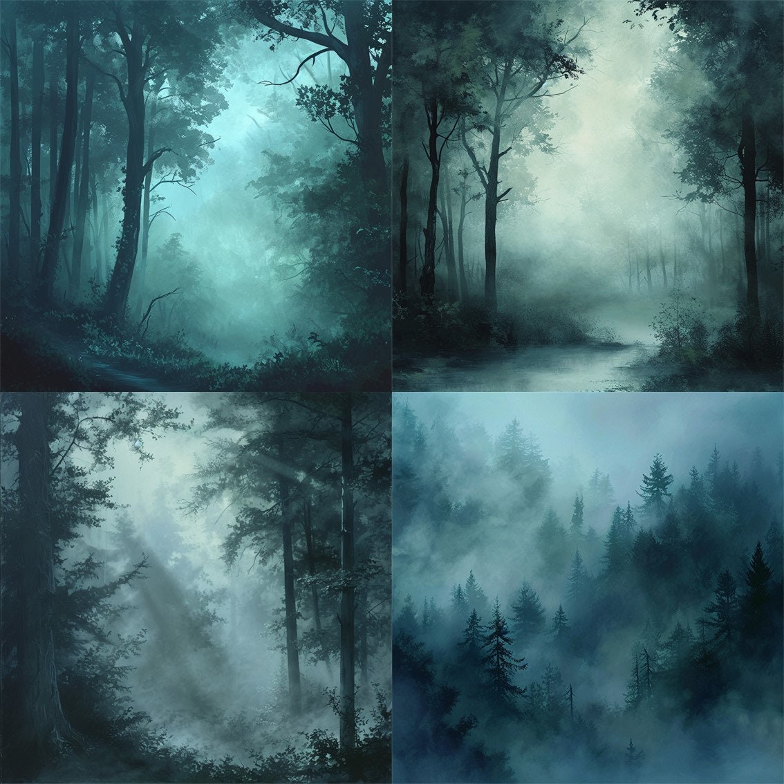 24 Misty Forest Watercolor Clipart, Watercolor Backgrounds, Forest ...