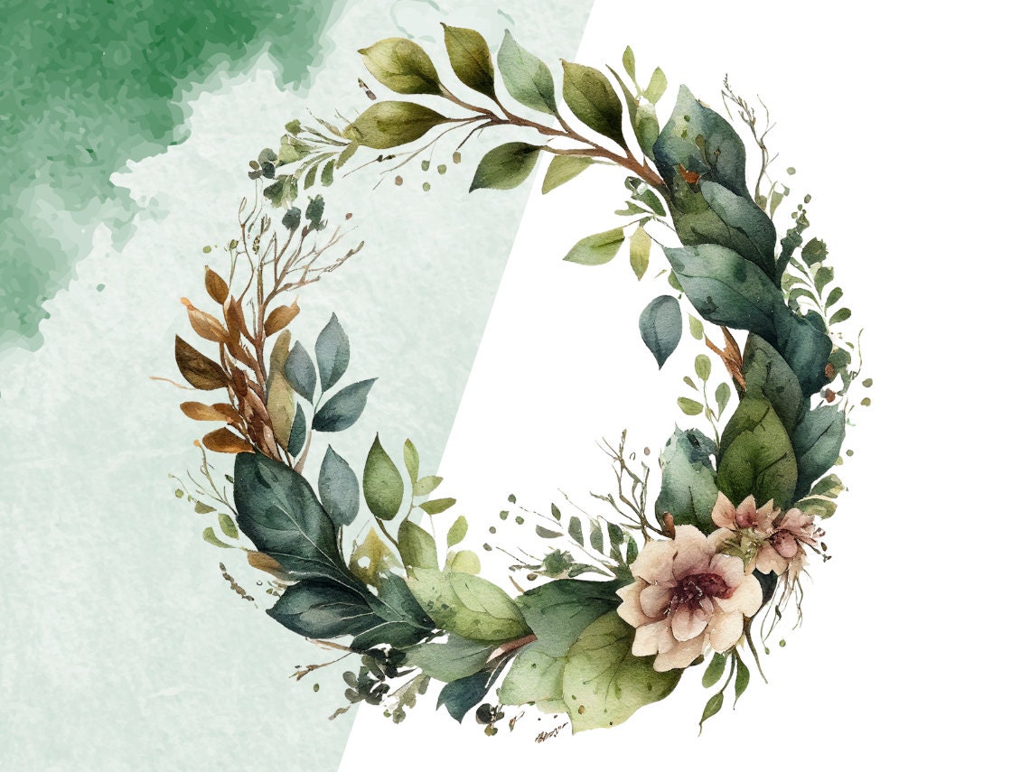 52 Botanical Watercolor Clipart Hand Drawn Greenery PNG - Etsy