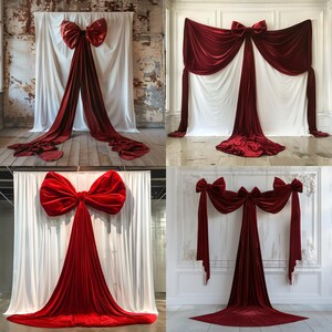 24 Large Red Bow Curtain Clipart, Holiday Season Decor Clipart ...