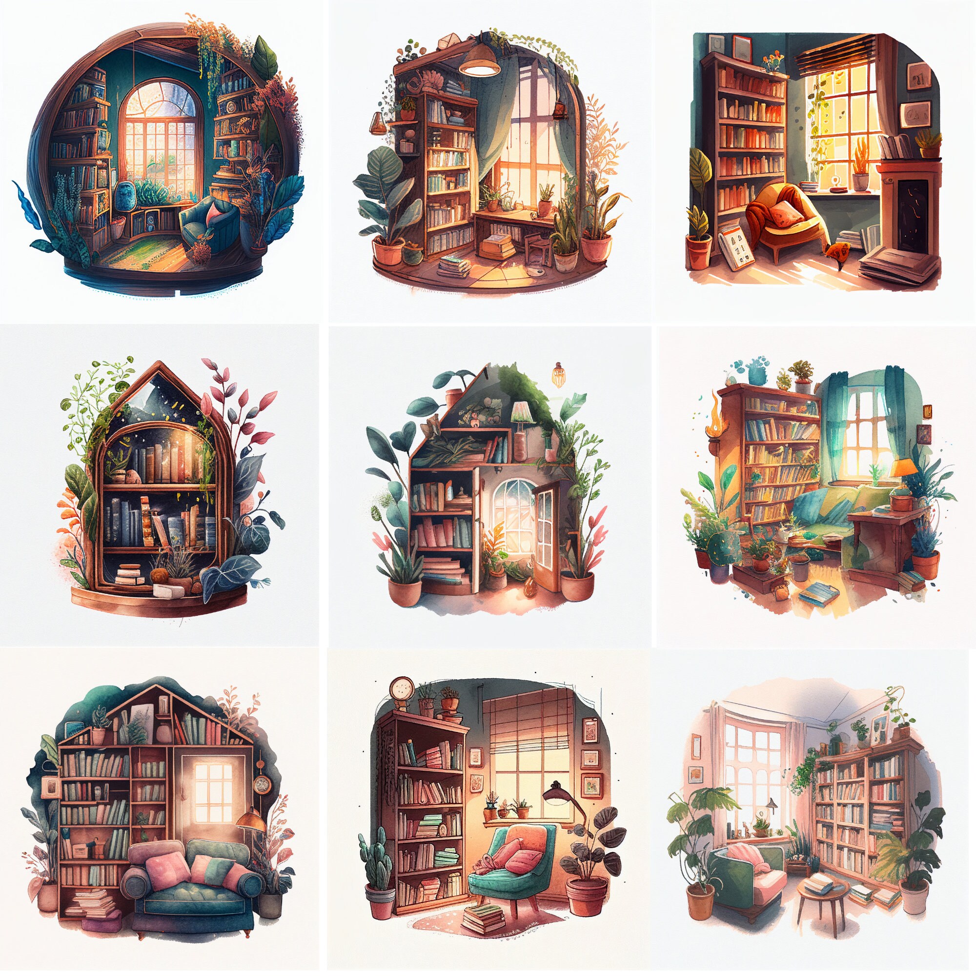 58 Cozy Home Library Clipart Bundle High Quality Pngs - Etsy