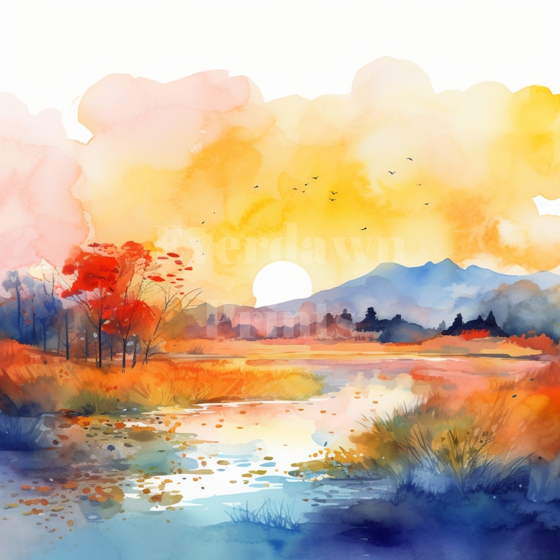 24 Abstract Watercolor Landscapes Clipart, Watercolor Backgrounds ...