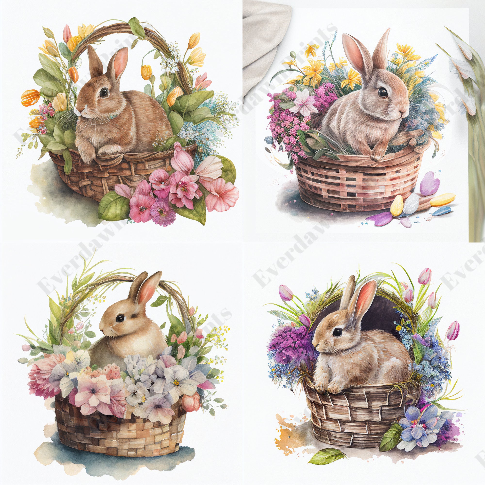 36 Easter Bunny Basket Clipart High Quality Pngs Nursery - Etsy