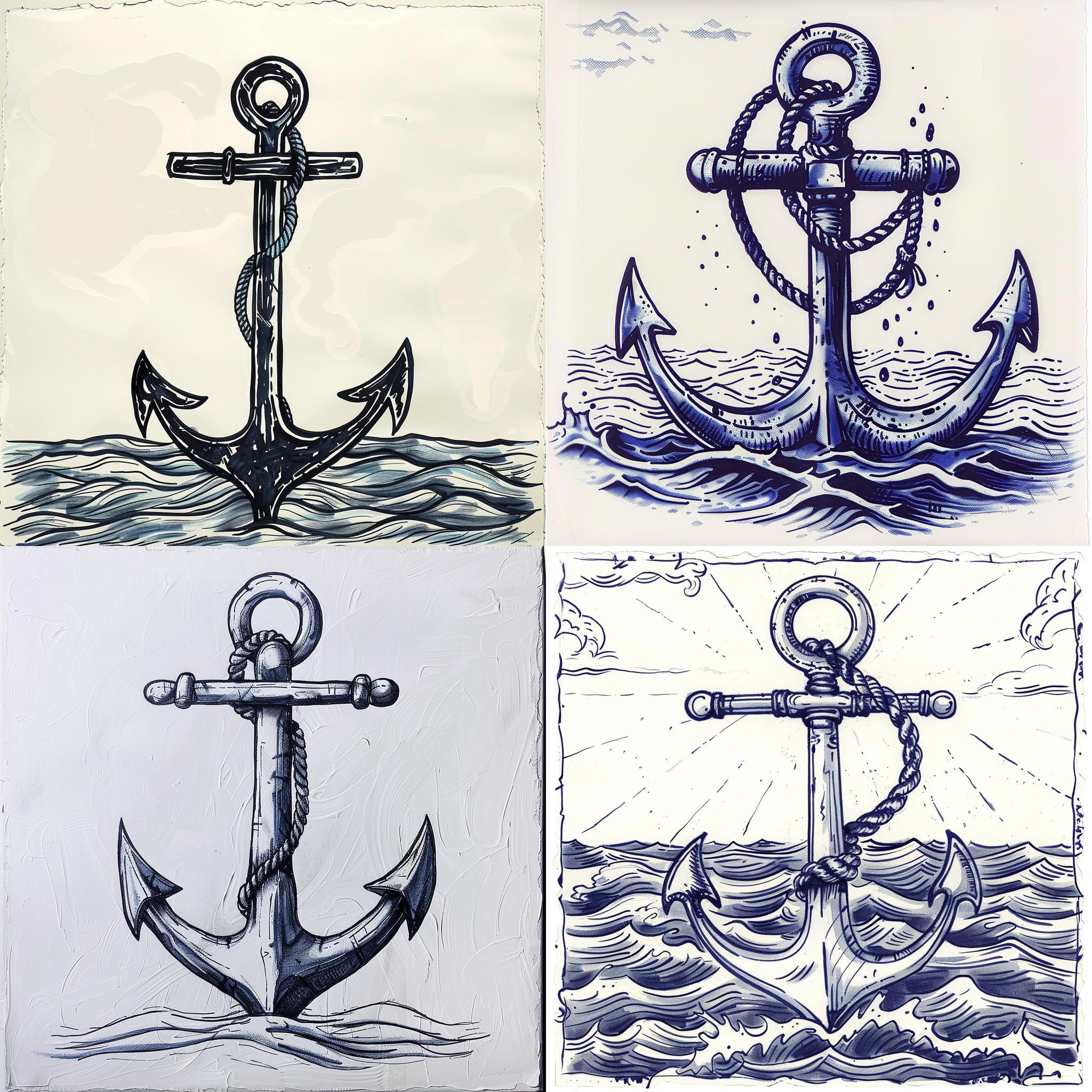 24 Nautical Anchor Clipart, Watercolor Anchor Illustration, Ocean Sea ...