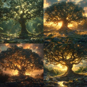 24 Enchanted Fairy Tale Tree Clipart, Magical Tree Illustration Digital ...