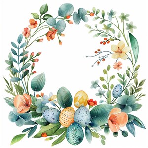 24 Easter Floral Egg Wreath Clipart, Spring Digital Download, Printable ...