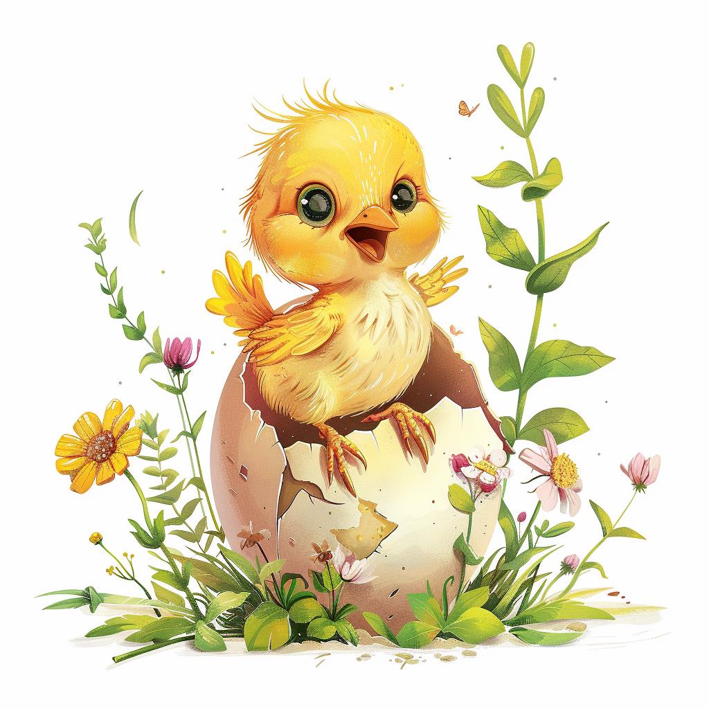 28 Easter Chick Clipart, Baby Chicken Hatching, Egg Shell Art, Floral ...