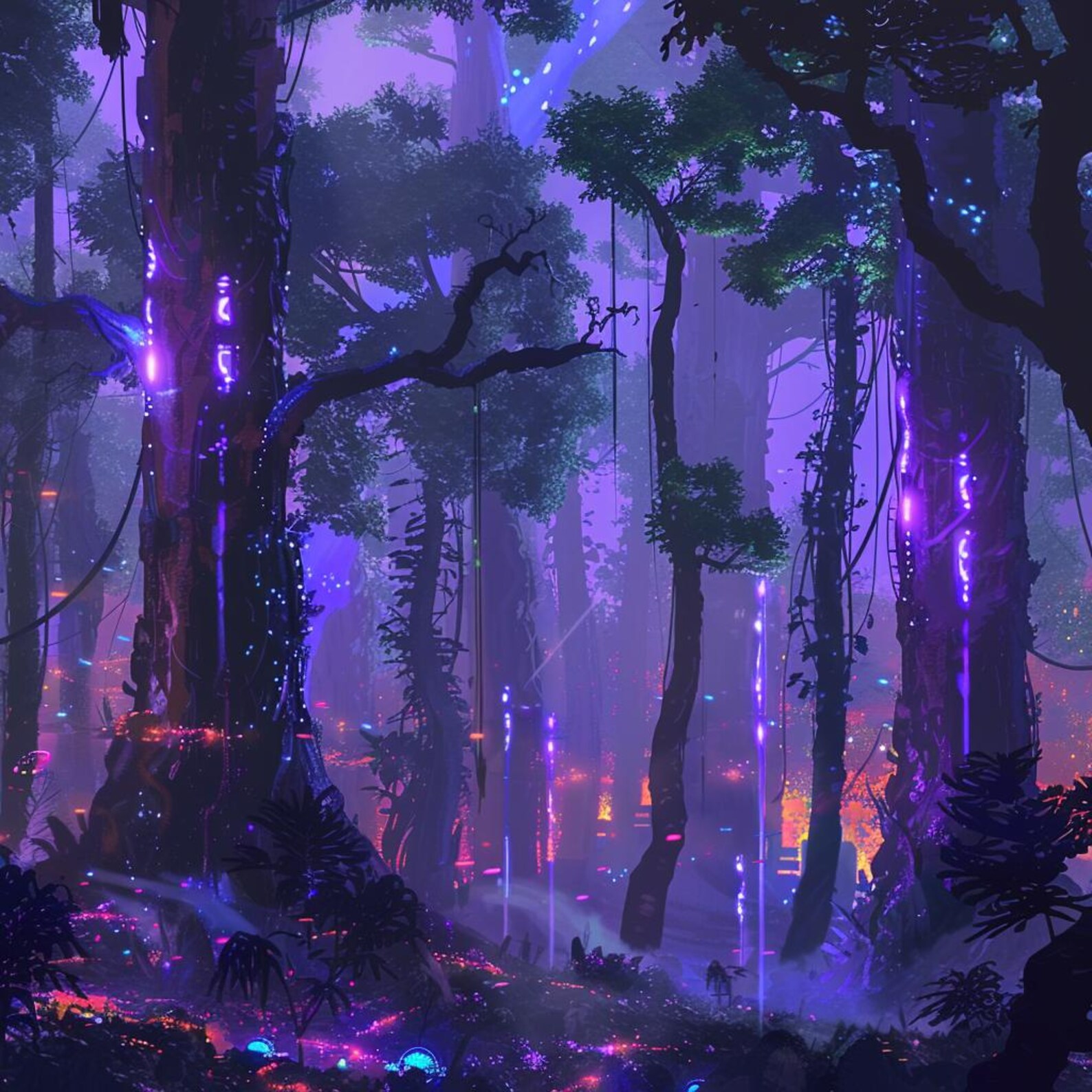 24 Neon Forest Clipart, Mystical Woods Digital Download, Sci-fi Forest ...