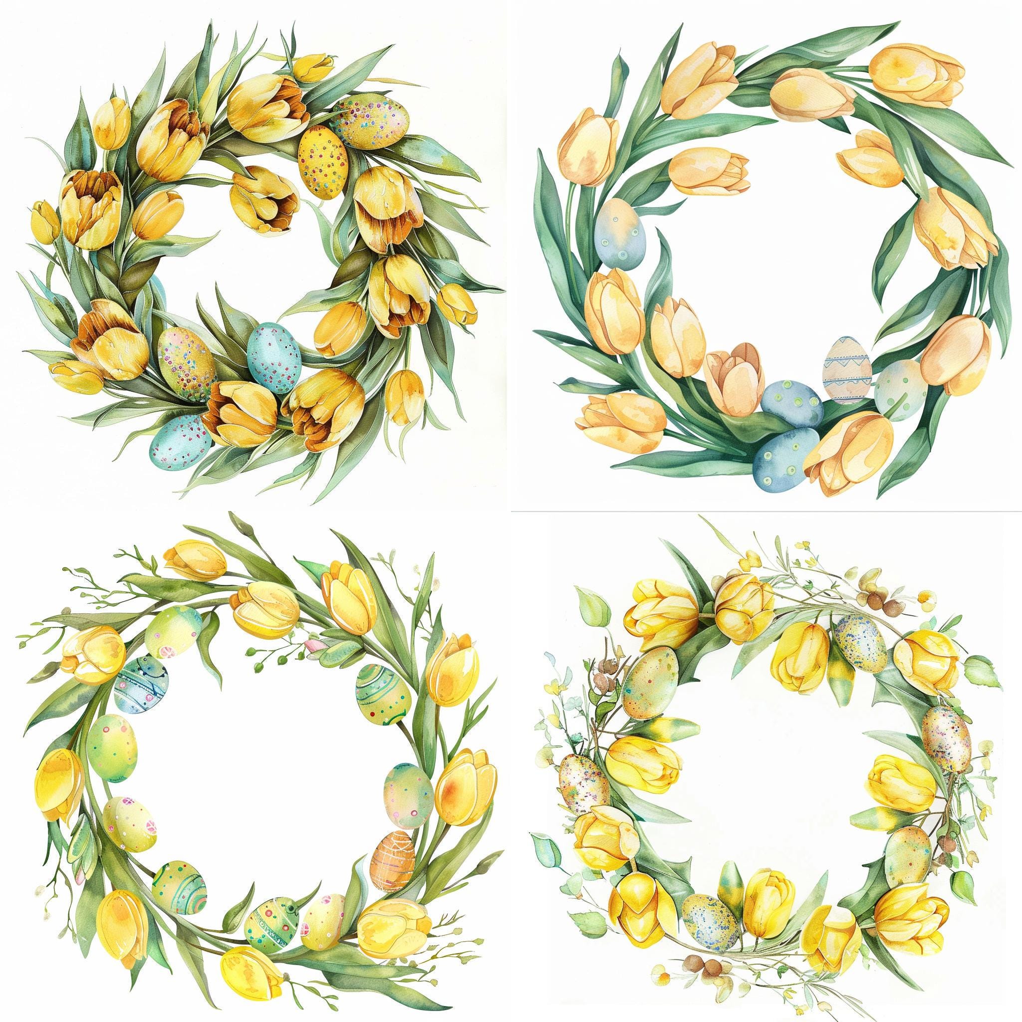 24 Spring Floral Clipart, Easter Wreath Clipart, Tulips, Egg Nest ...