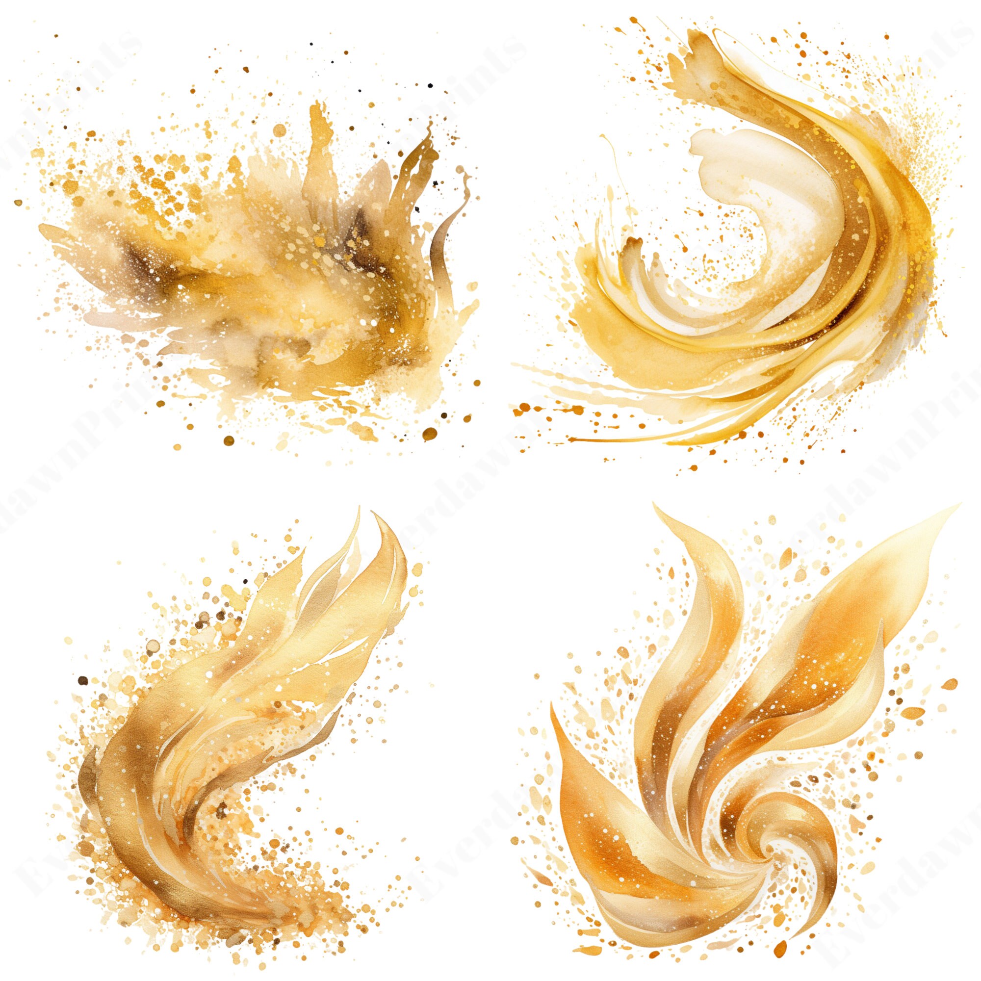 22 Watercolor Golden Splash, Splash, Watercolor Splash, Clipart ...