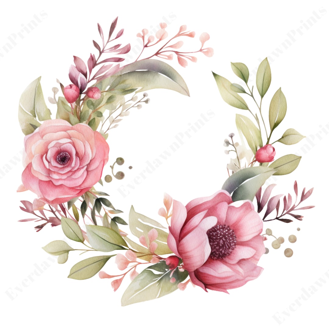 34 Flower Wreath Clipart, Flowers Arrangements, Watercolor Rustic ...